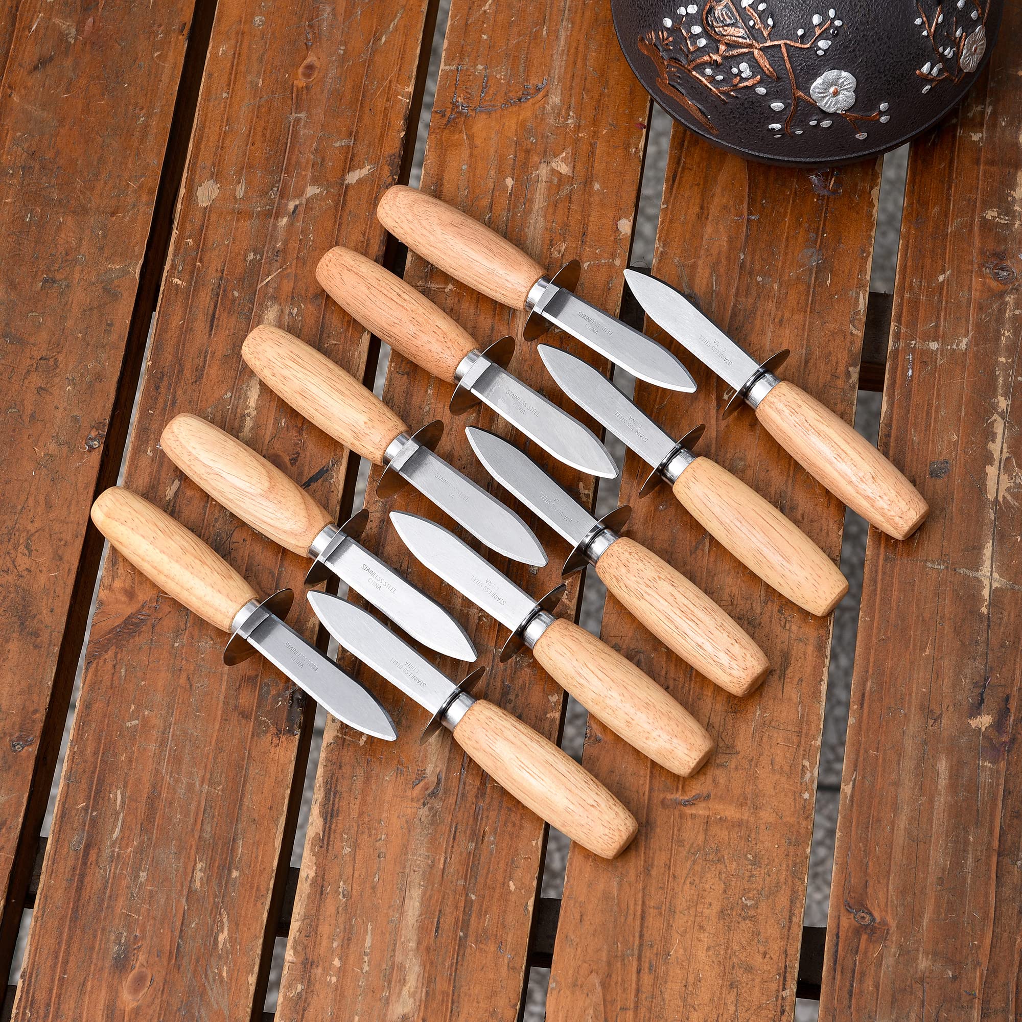 MGTECH 10 Pcs Oyster Shucking Knives, Bulk Oyster Shucker Clam Opener