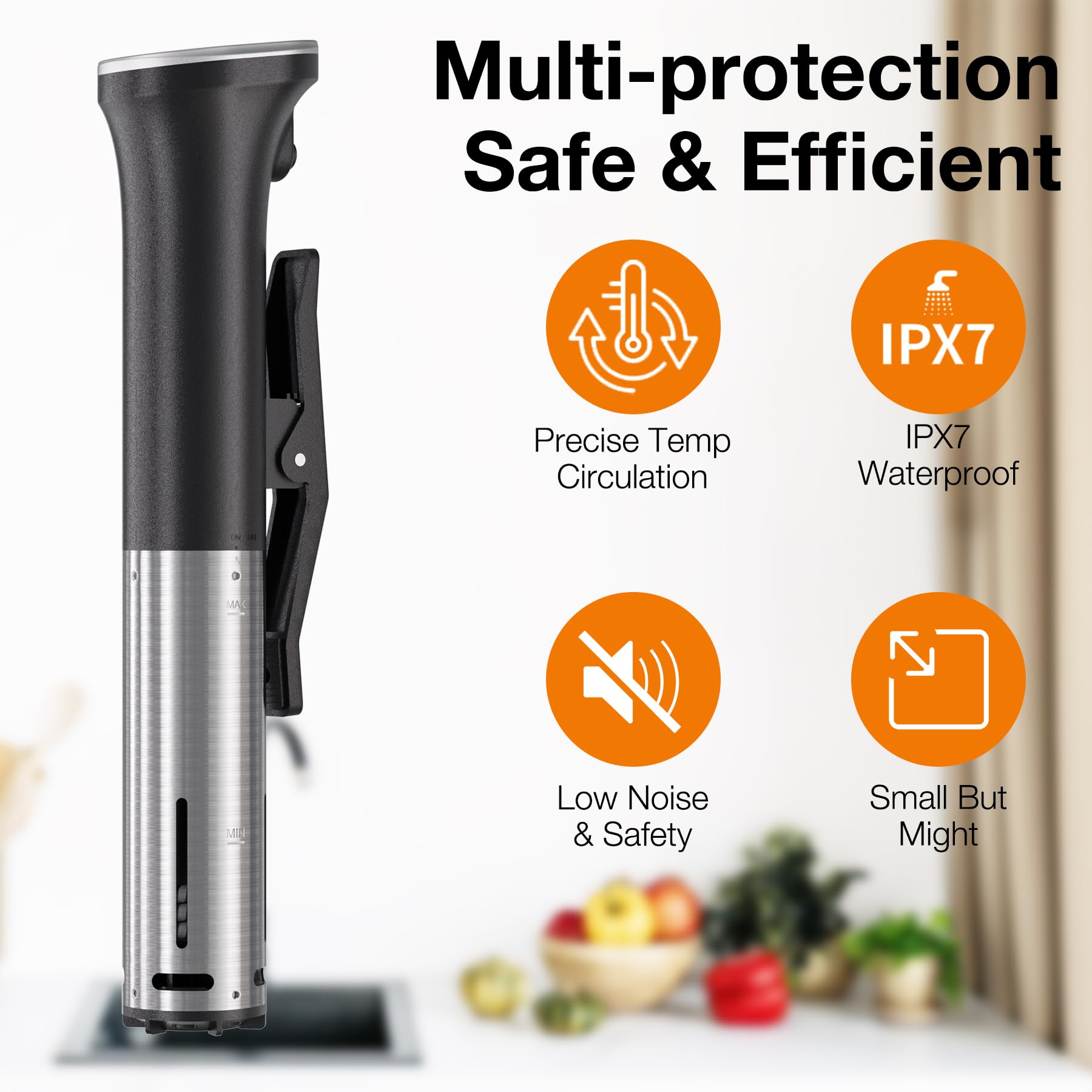 Upesitom Sous Vide Machine Upgraded 1100W Sous Vide Cooker Fast Heating, Ultra Quiet Immersion Circulator Precision Cooking Machine, IPX7 Waterproof, Accurate Temp, Digital Timer, Touch Control