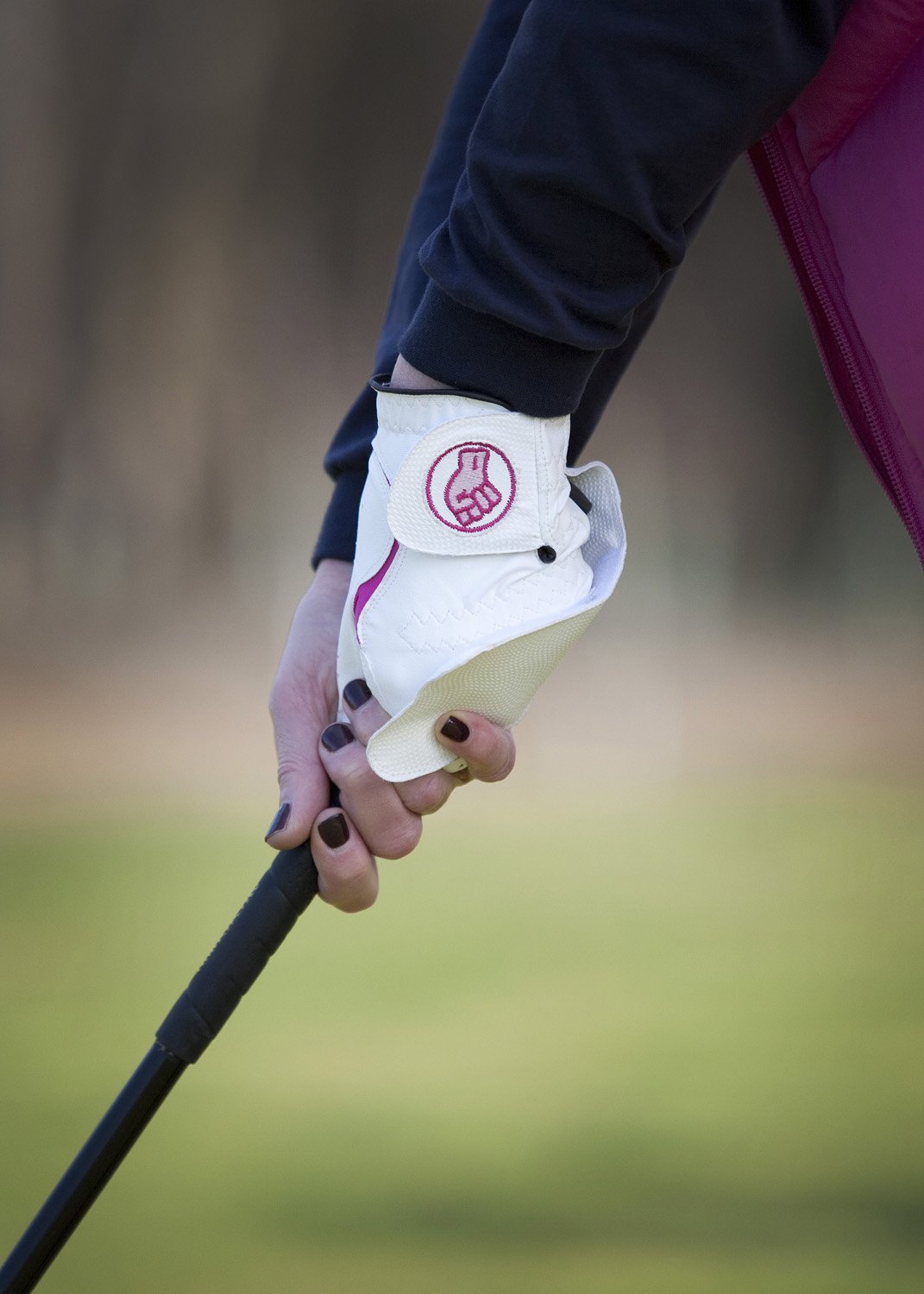 Grip-Par women’s golf glove for training recommended by PGA Professionals– R&A Approved – Extra Large – Right hand – Synthetic Leather - White/Pink Trim