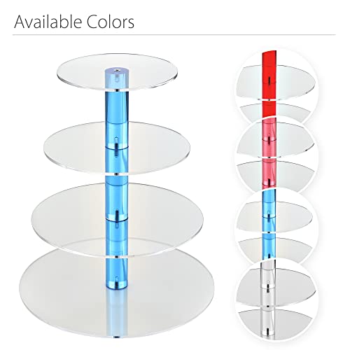 RCZ Décor Cupcake Tower Stand | Acrylic Muffin Tower Fits 36 Cupcakes | 4 Tier Cake Stand for Wedding Cakes, Parties and Décor | Blue