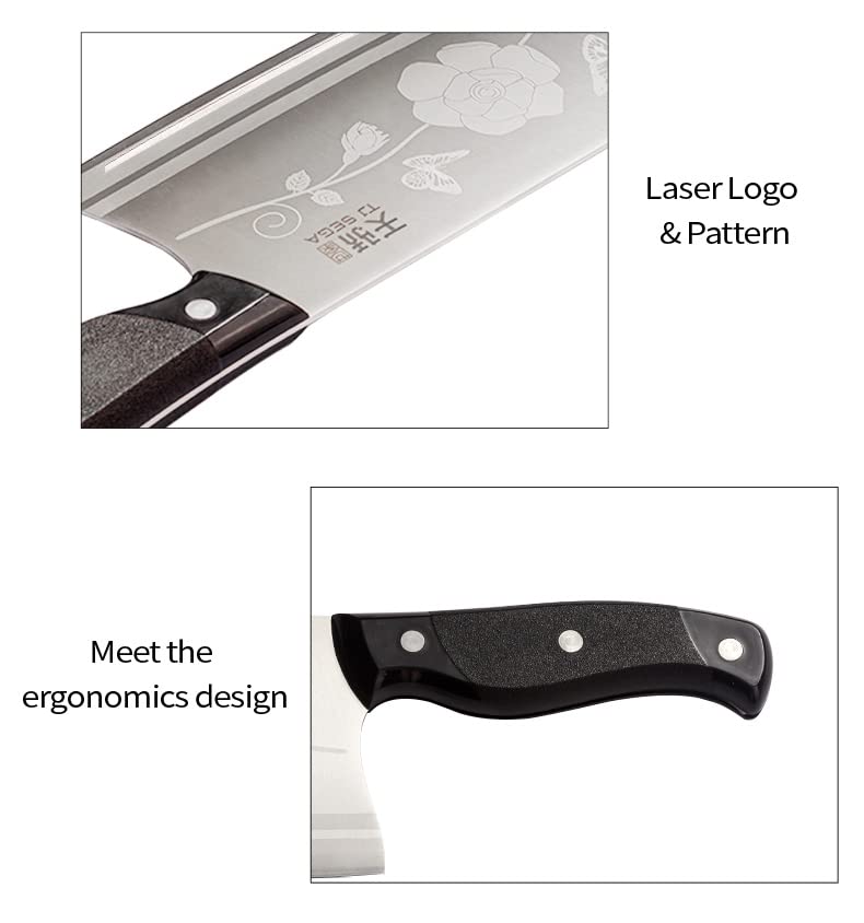 Meat Cleaver Knife 7.2 Inch, Ultra Sharp Chinese Chef's Knives, Full-tang Chopping Knife, 30Cr13 Steel Blade Thickness 2 mm, TJ SEGA Series TC17068