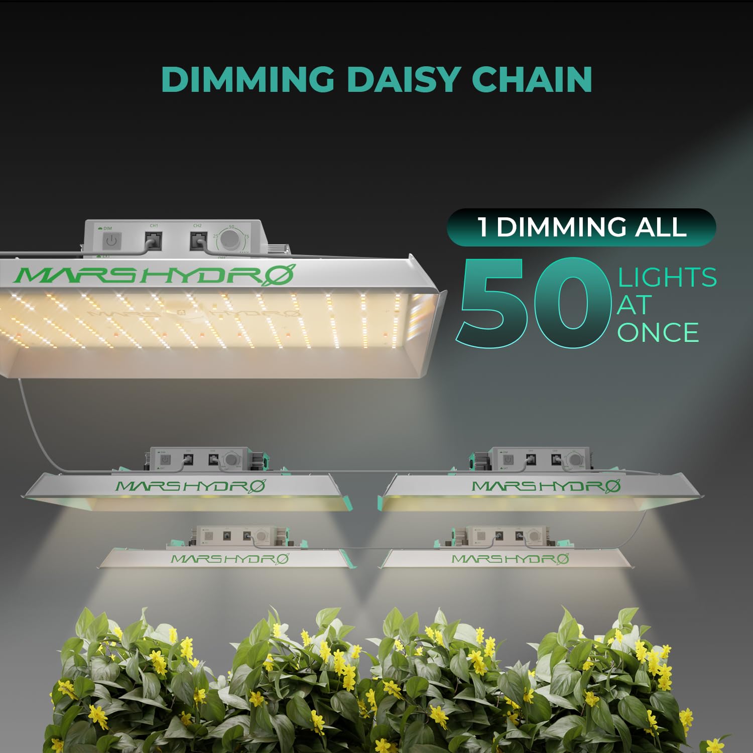 MARS HYDRO 2024 New TS1000 150W LED Grow Light for Indoor Plants, Patented Reflector Dimmable Lights Daisy Chain Full Spectrum Growing Lamps for Seedlings Veg Bloom in 2x2/3x3 Grow Tent