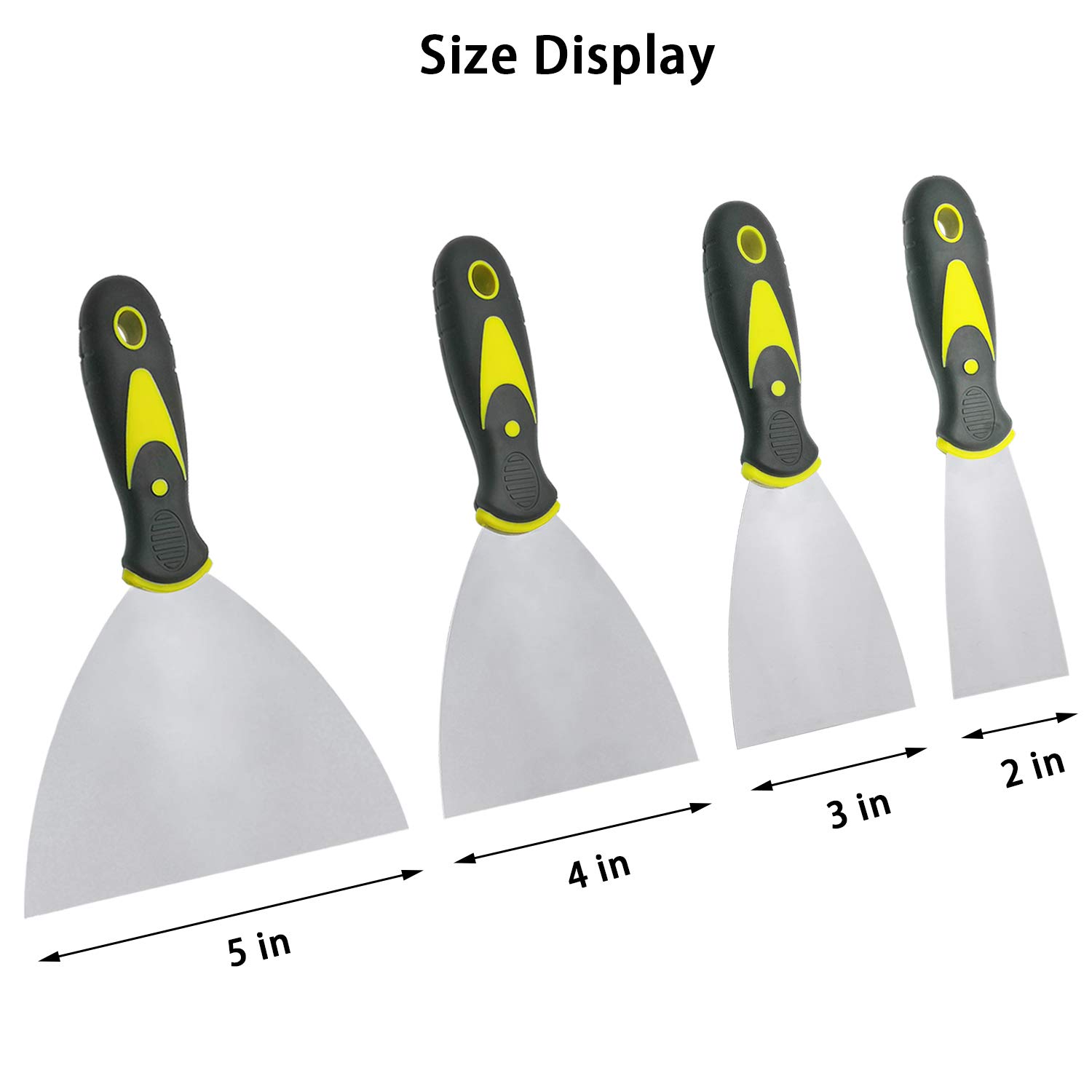 Pack of 4 Putty Knife Set, 2,3,4,5 inch Wide Spackle Putty Knives Metal Scrapers Putty Scrapers for Drywall, Putty, Decals, Wallpaper, Baking, Patching and Painting