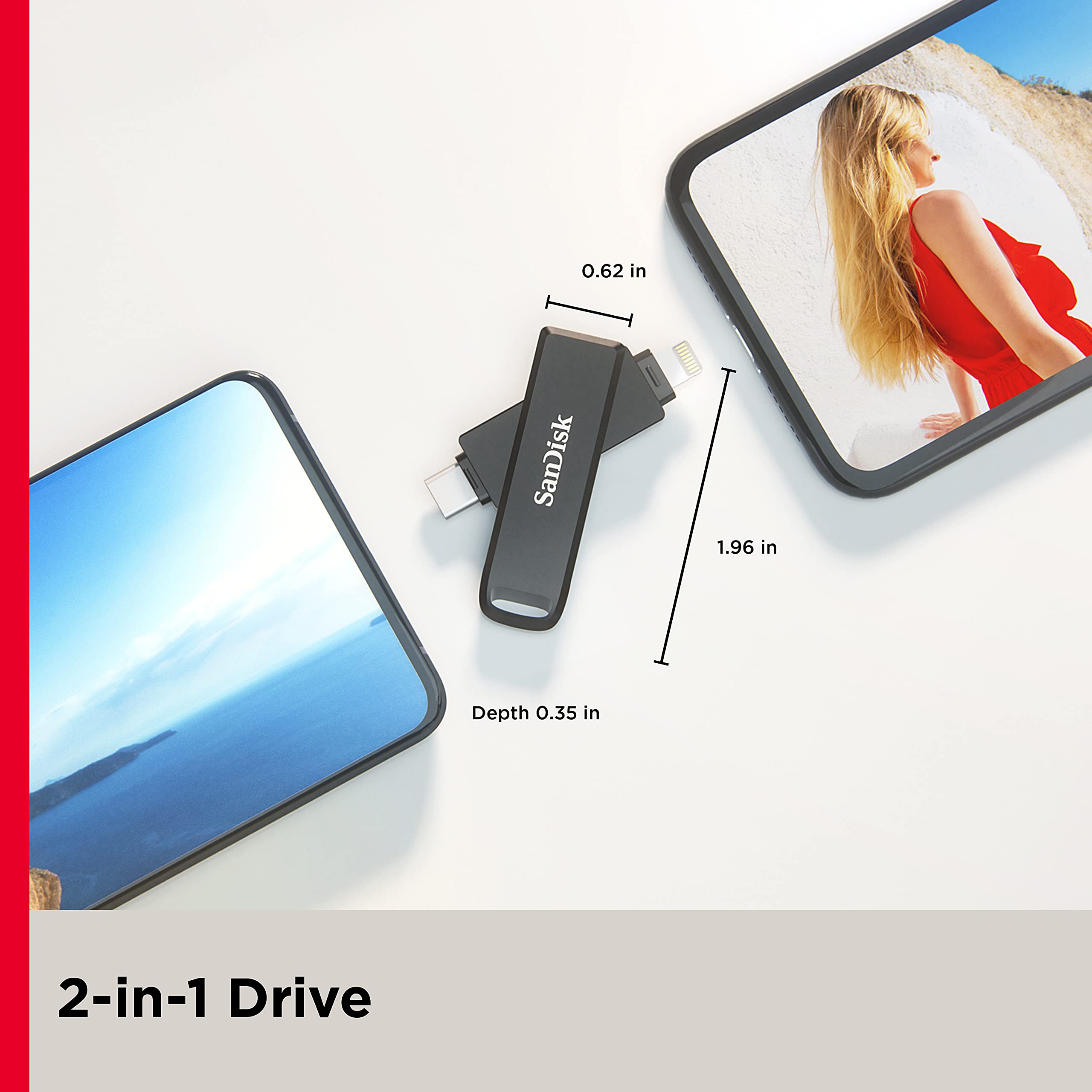 SanDisk 128GB iXpand Flash Drive Luxe for iPhone and SanDisk 128GB iXpand Flash Drive Go for iPhone and iPad