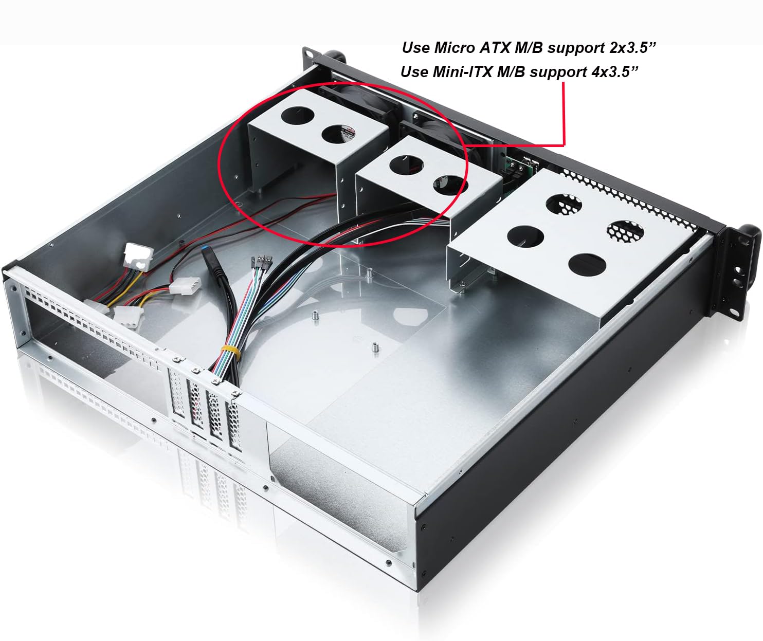 RackChoice 2U Micro ATX Compact Rackmount 2 x 5.25 Chassis Support ATX PS2 PSU with 120mm Fan on top, USB3.0 with 2.0 Adapter