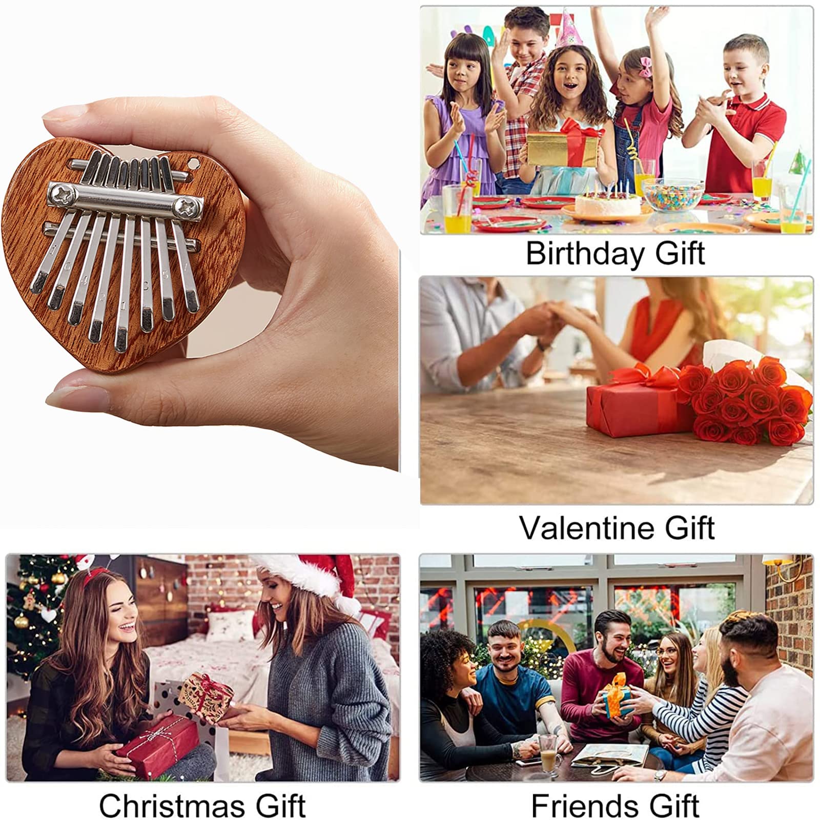 HKPLDE Mini Kalimba 8-key Thumb Piano Mbira Portable Finger Instrument Suitable for Music Beginners Adults or Kids (Water Drop with Lanyard)