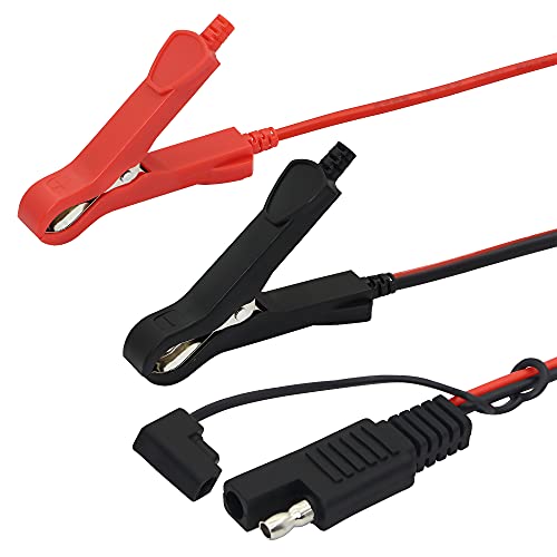 PNGKNYOCN SAE to Battery Alligator Clip 12V 16AWG Wire Harness SAE with Switch Quick Release Adapter to Alligator Clips Quick Disconnect Cable(2M)