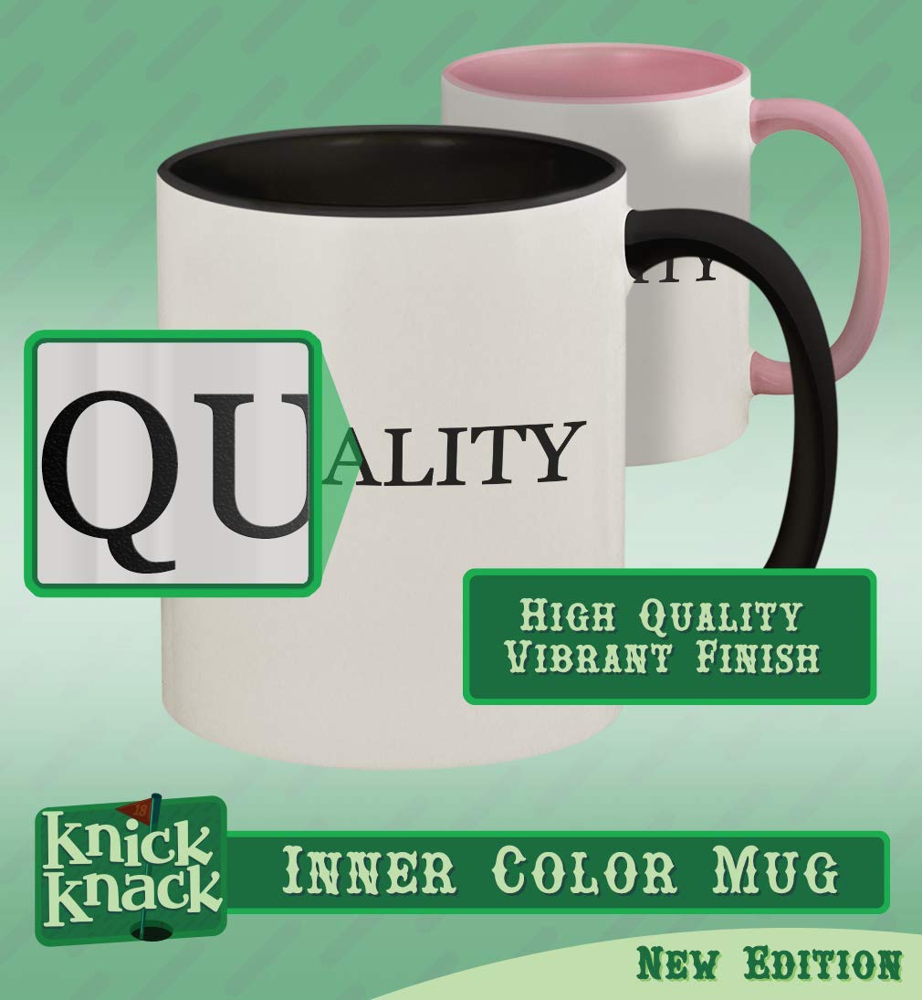 Knick Knack Gifts #crepe - 11oz Ceramic Colored Handle and Inside Coffee Mug Cup, Black