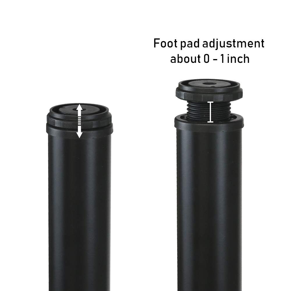 QLLY 28 inch Adjustable Metal Desk Legs, Office Table Furniture Leg Set, Set of 4 (Black)