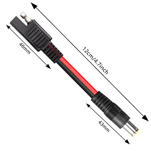 PNGKNYOCN SAE to DC 8mm Short Cable 10cm 14 AWG SAE Solar Connector to DC 8mm Male Connector Power Cable for Solar Generator Portable Solar Panel(2-Pack)