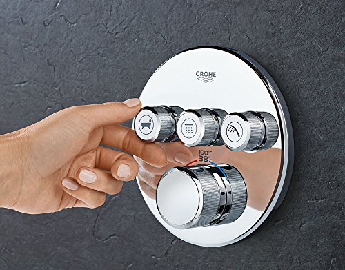 GROHE 29138000 Grohtherm Triple-Function Shower Thermostatic Valve Trim Kit, Starlight Chrome