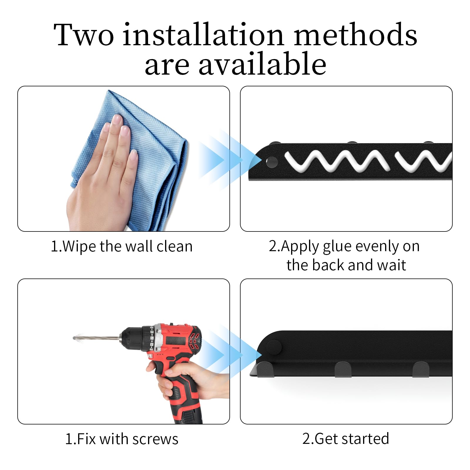 STAOVA 2Pcs Key Holder for Wall, 16 Hooks,Black Key Hangers for Wall Decor No Drill for Living Room, Office、Kitchen,Decorative Key and Mail Holder