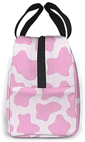 Lunch Bag Pink Cow Print Lunch Box Insulated Bag Tote Bag For Men/Women Work Travel