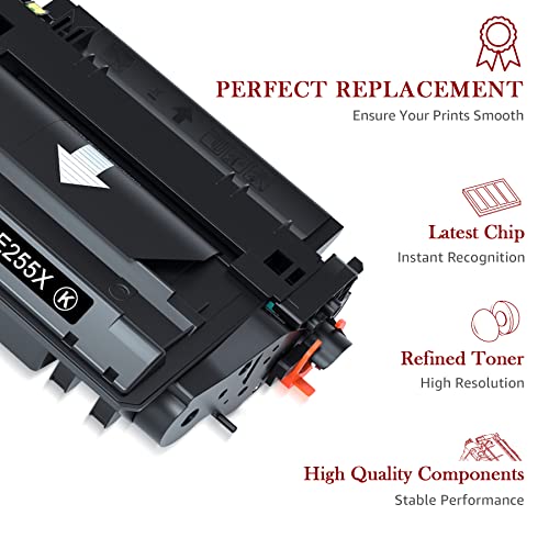 Toner Kingdom Compatible 55X Toner Cartridge Replacement for 55X 55A CE255X CE255A Black Toner for Laserjet Enterprise P3015dn P3015n P3015x P3015 Pro MFP M521dn M525dn M525c M525 Printer-1 Pack