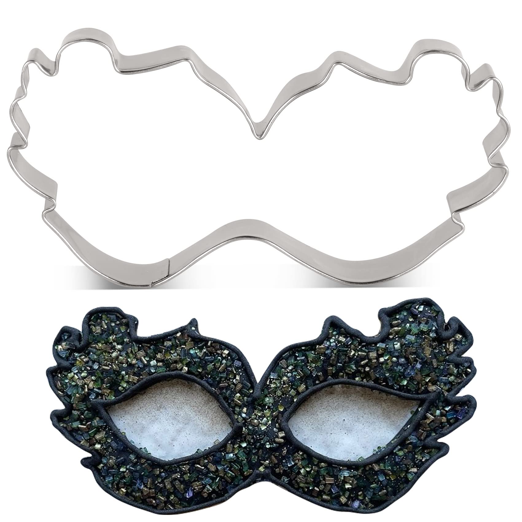 LILIAO Party Mask Cookie Cutter - 4.3 x 2.2 inches - Birthday Biscuit Fondant Sandwich Bread Mold Cutters - Stainless Steel - by Janka