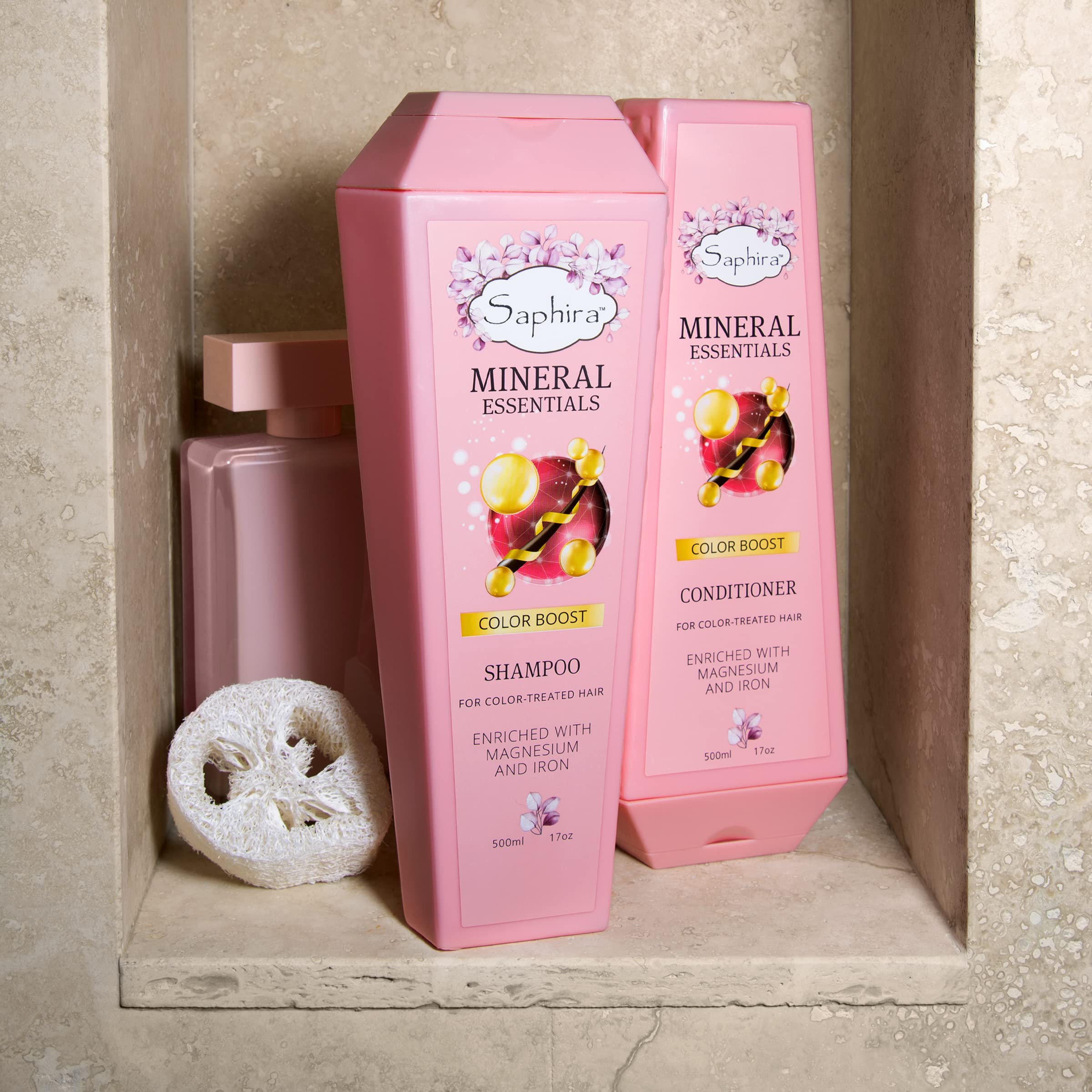SAPHIRA MINERAL ESSENTIALS Color Boost Shampoo, Conditioner, and Leave-In Conditioner Bundle for Color-Treated Hair, Restores, Revives and Protects Dyed Hair