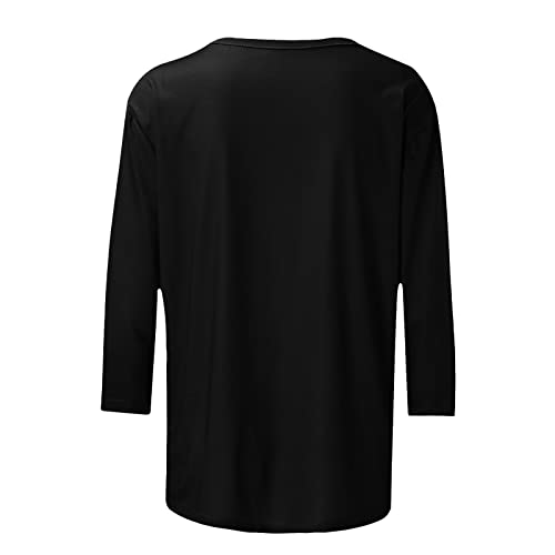SMIDOW Womens Tops 3/4 Sleeve Casual 2023 Summer Solid t-Shirt Crewneck Basic Tee Shirts Loose Pullover Blouse