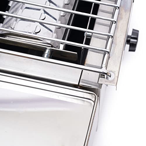 Tabletop Grill, 3-Burner Side Gas Grill, Portable Barbecue Grill, Stainless Steel BBQ Grill Cooker with Grill Net for Camping Parties Barbeque Picnics Outdoor Use