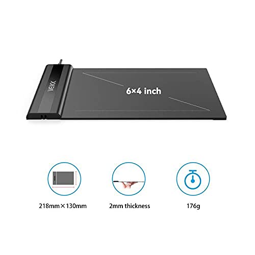VEIKK S640 Graphics Drawing Tablet 6x4 Inch Ultra-thin Portable OSU Tablet with 8192 Levels Battery-free pen (For Drawing, Online class/E-learning and Web-conference)
