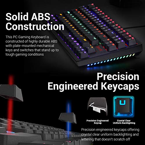 Redragon S113 Gaming Keyboard Mouse Combo Wired Mechanical LED RGB Rainbow Keyboard Backlit with Brown Switches and RGB Gaming Mouse 4200 DPI for Windows PC Gamers