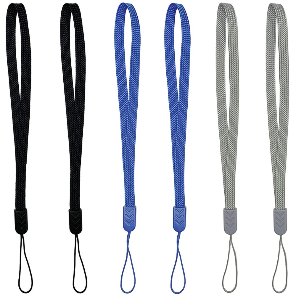 Sartkrin Wrist lanyard hand strap Lanyards small lanyard for Flashlight Outdoor portable water cup USB Flash Drive Cell Phone Key ID Card Badge holder (Multicolor 6 PACK - 2 Black 2 Blue 2 Gray)