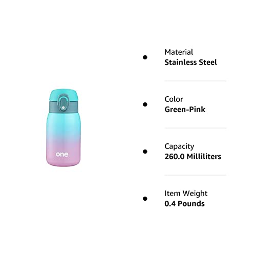 Kids Water Bottle, Double Wall Vacuum Insulated Stainless Steel Bottle for 24 hrs Cooling & 12 hrs Keep Warm, 9oz