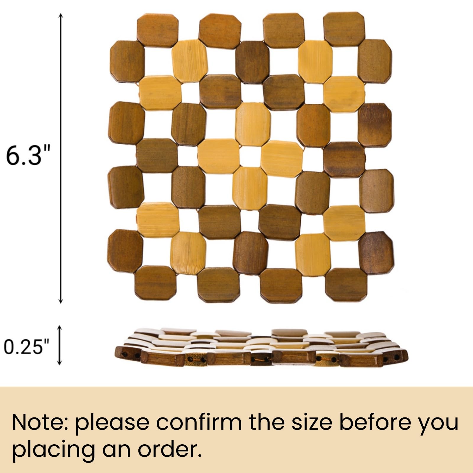 Tlence 12 Pack Bamboo Trivet Mat for Hot Dishes, 6.3'' Heat Resistant Kitchen Hot Pads, Wooden Table Counter Protector Set, Bamboo Coasters for Teapot Hot Dishes Pans, Table Décor Kitchen Gifts Idea