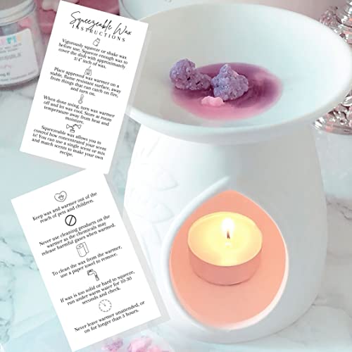 Squeezable Wax Instruction Care Cards Business Cards for Customers | 50 pk | How to Care for and use Your squeezable Scented Aroma Wax 2 x 3.5” in Meltable Wax for Plastic Squeeze Soft Tube Pouches