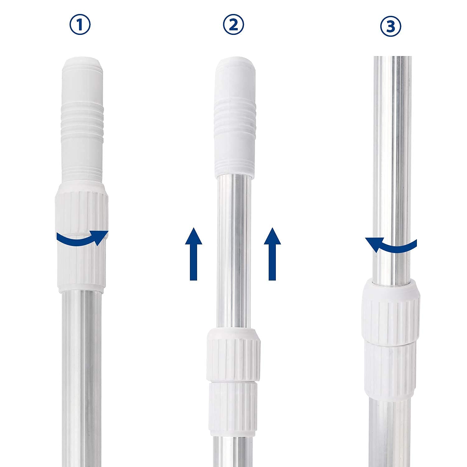Polog 12FT Pool Pole Telescopic with Durable Buckle, Pool Extension Pole for Cleaning, 3-Section Adjustable Aluminum Pole for Pool Skimmer Net Leaf Rake Pool Brush Vacuum Head (12ft, Silver)