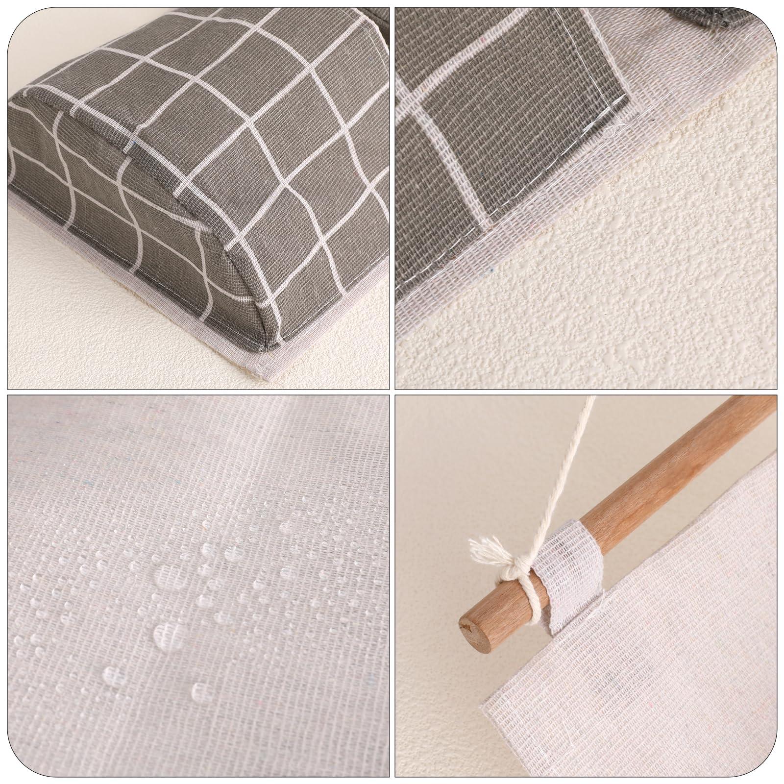 Wall Hanging Storage Bag Hanging Canvas Organizer Pouches with 3 Pockets, Waterproof Linen Farbric Canvas Hanging Storage Baske Over The Door Closet Organizer for Kitchen, Bedroom, Bathroom, Office