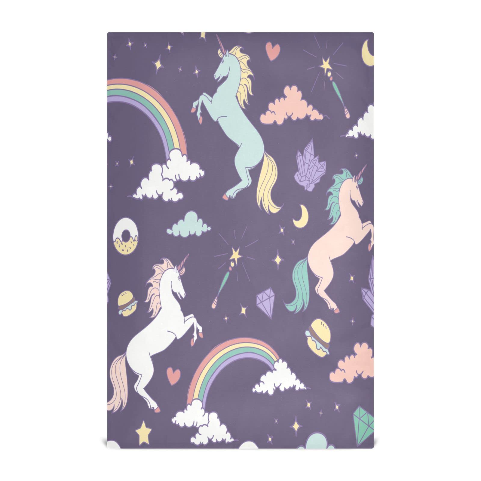 Kigai 1 Pack Rainbow Star Unicorn Kitchen Towels Soft Highly Absorbent Dish Towels Reusable Tea Towels Set 28 x 18 Inch