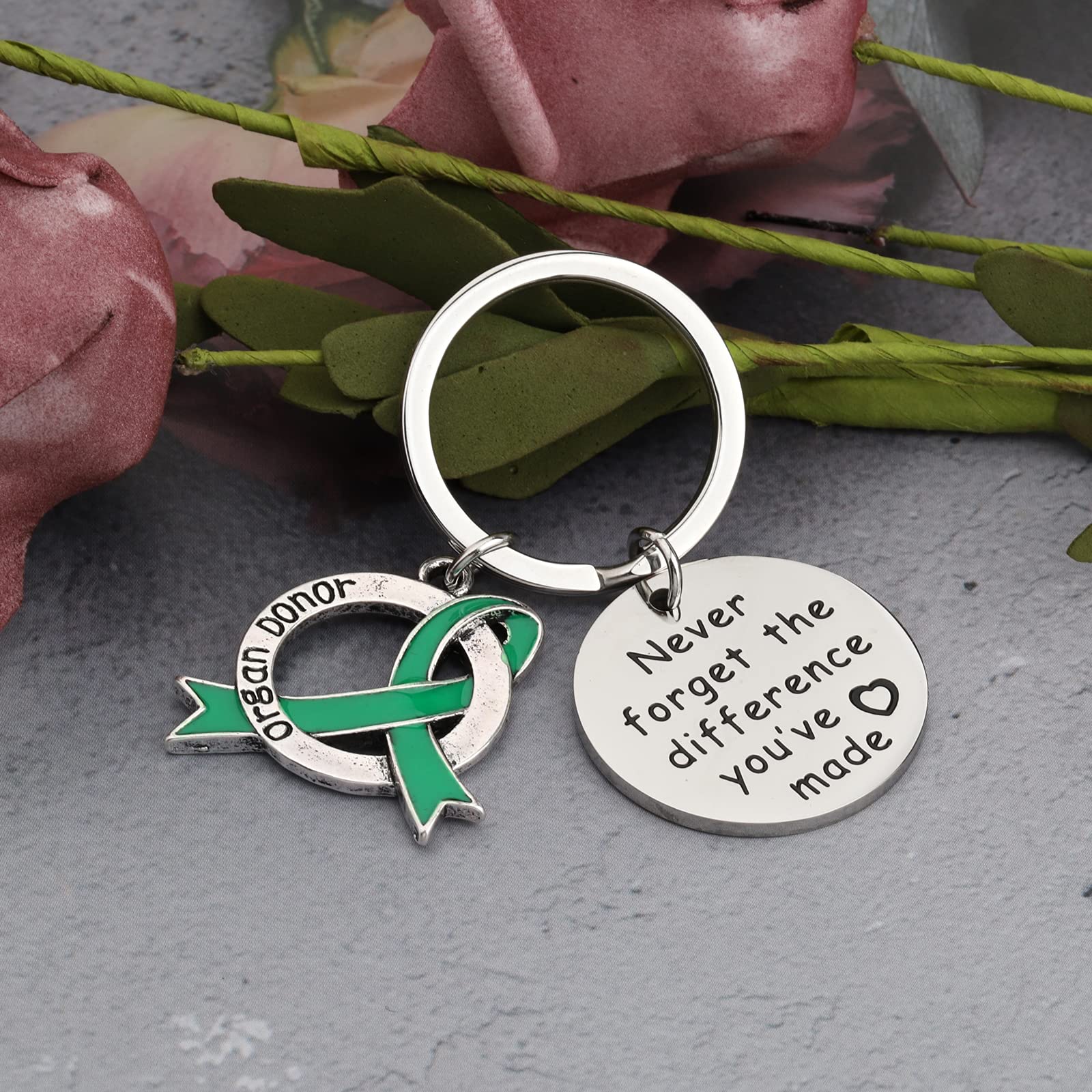 MYOSPARK Organ Donor Gift Organ Donation Awareness Gift Transplant Gifts Never Forget The Difference You’ve Made Keychain (Organ Donor BR)
