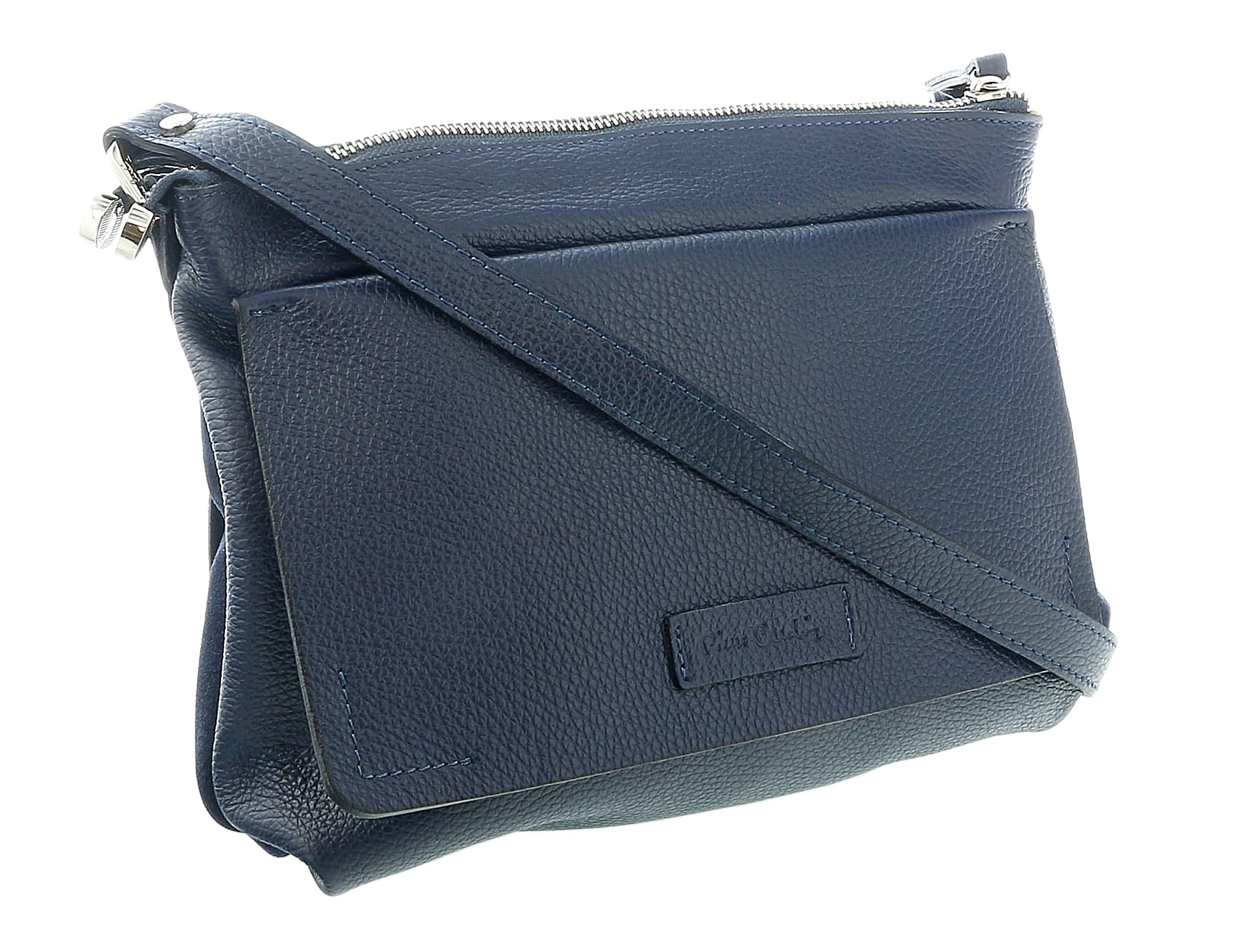 Pierre Cardin Navy Blue Leather Medium Suede Shoulder Bag for womens
