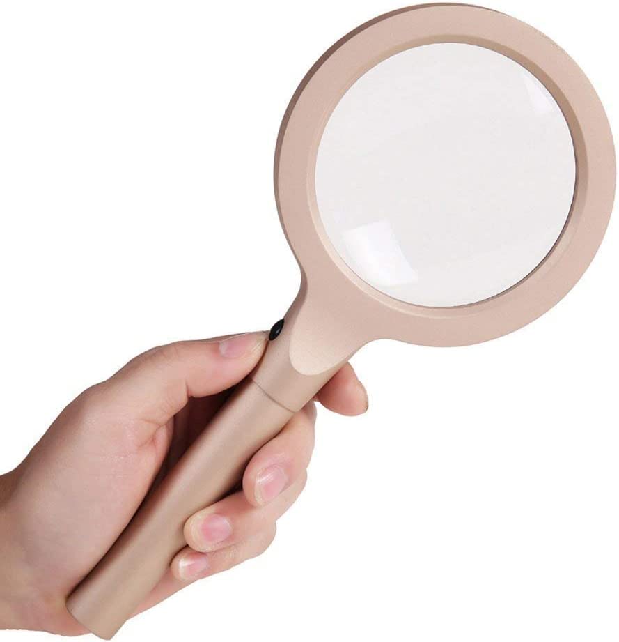 Weiping - Handheld Magnifying Glass, Can Magnify 10 20 Times Old Reading and Repair, HD HD Magnifying glasss12 LED Light Children's Mirror Bimetallic Frame Handle Magnification