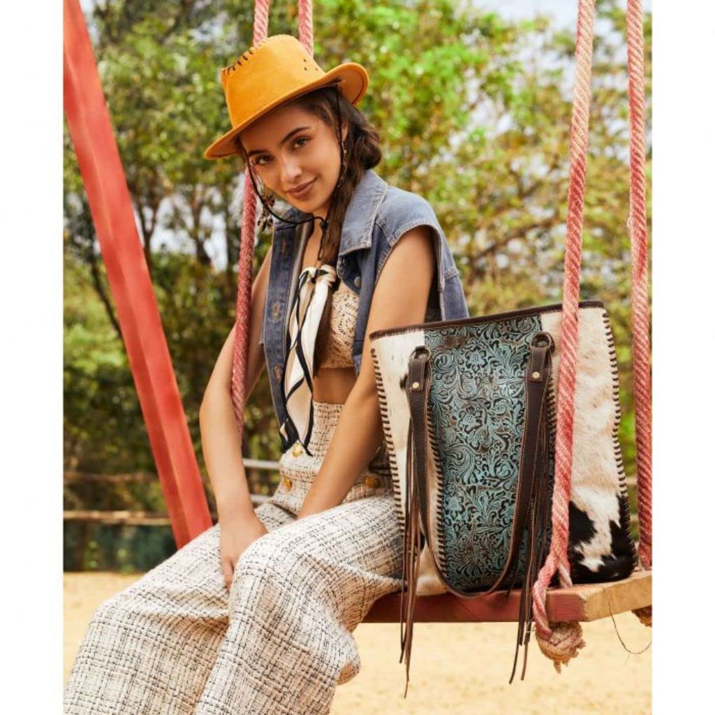 Myra Bag Blue Ripples Leather & Hairon Bag S-3365