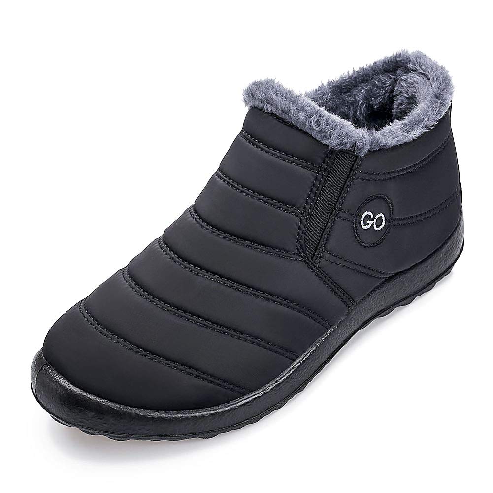 HARENCE Snow Boots for Women Winter Boot with Comfortable Warm Fur Lined Ankle Booties Outdoor Slip On Waterproof Short Boots