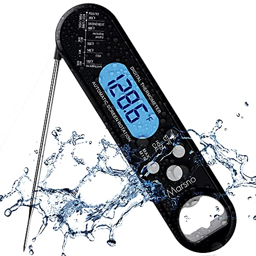 Meat Thermometer,Instant Read Meat Thermometer for Cooking, Fast & Precise Digital Food Thermometer with Backlight, Magnet, Calibration, and Foldable Probe for Deep Fry, BBQ, Grill, and Roast Turkey.