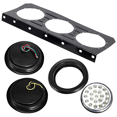 Partsam 63 LED Truck Trailer Tail Lights Bar Kit, Stop Turn Signal Brake Reverse Taillight with Iron Bracket Base Waterproof 12V-30V 4 Inch Round Led Trailer Tail Lights RV Camper Flatbed Trucks(2pcs)