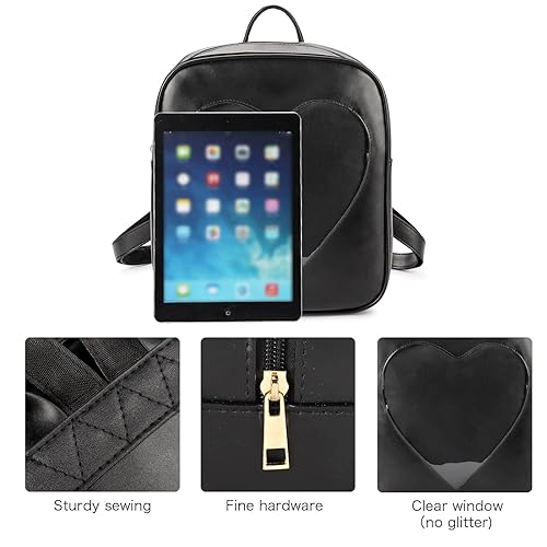 STEAMEDBUN Ita Bag Backpack Heart Shaped Black Pin Display Backpack with Insert