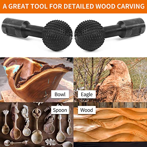 Pomsare Sphere Rotary Burr with 5/8-11 Threads for 4 1/2 and 5 Inch Angle Grinder, Ball Gouge Angle Grinder Attachments Power Carving Tools for Wood Carving Grinding Polishing Engraving