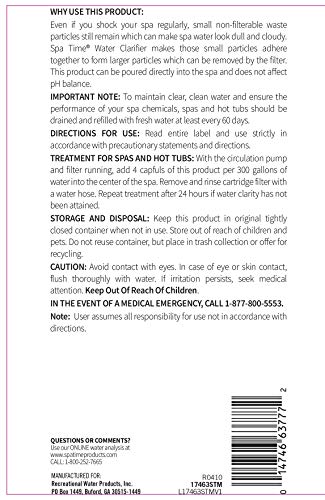 SPA TIME Water Clarifier for Spas and Hot Tubs, 1-Pint