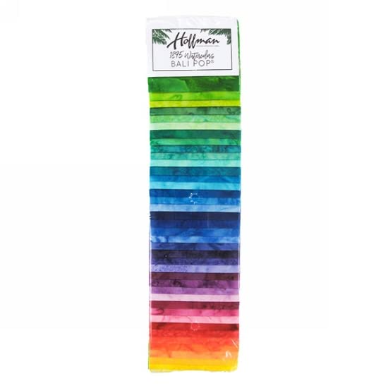 Hoffman Bali Pops 1895 Watercolors Rainbow Sweets Multi-Color Hand-Dyed Batiks 2.5" Strips Roll-Up Fabric Bundle Cotton Precuts (1895BP-734-RAINBOWSWEETS) M208.60