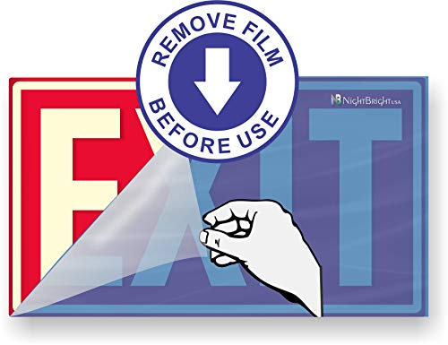 Photoluminescent Exit Sign (Red) / Pack of 2 / UV Inks on Aluminum. Heat Resistant | Cold Tolerant | Weather Proof. MADE IN USA.