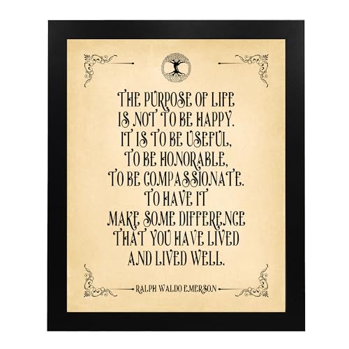 Ralph Emerson- The Purpose Of Life- Inspirational Wall Dcor Print, Our Classy Poetic Parchment Motivational Print Is For Poem Lovers, Great Print For Home Dcor, Office Dcor, Unframed -11 x 14