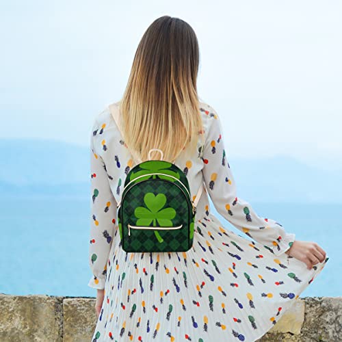 St. Patrick's Day Mini Backpack Purse for Women Shamrocks Clovers Paid Small PU Leather Designer Ladies Shoulder Bag Travel Fashion Daypack