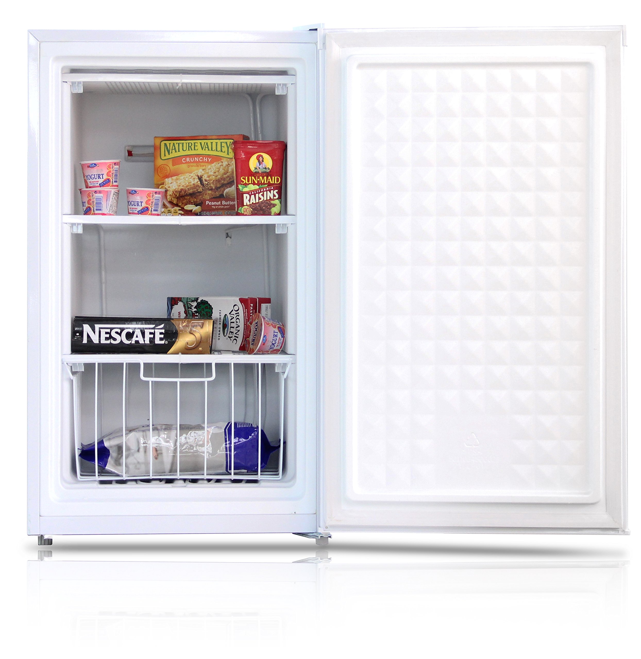 Midea WHS-109FW1 Upright Freezer, 3.0 Cubic Feet, White & WirthCo 40092 Drip Tray - Black - (22" X 22" X 1.5")