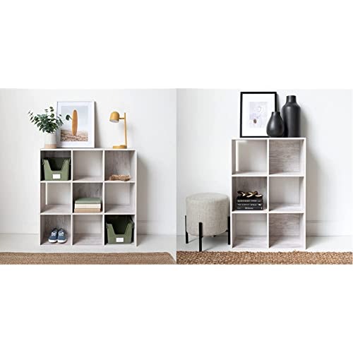 Signature Design by Ashley Paxberry Coastal 9 Cube Storage Organizer or Bookcase, Whitewash & Paxberry Coastal 6 Cube Storage Organizer or Bookcase, Whitewash