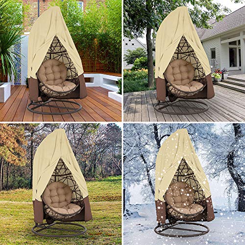 Patio Egg Chair Cover Hanging Swing Chair Covers Waterproof Outdoor Furniture Protector 75in H x 45in D (Beige)