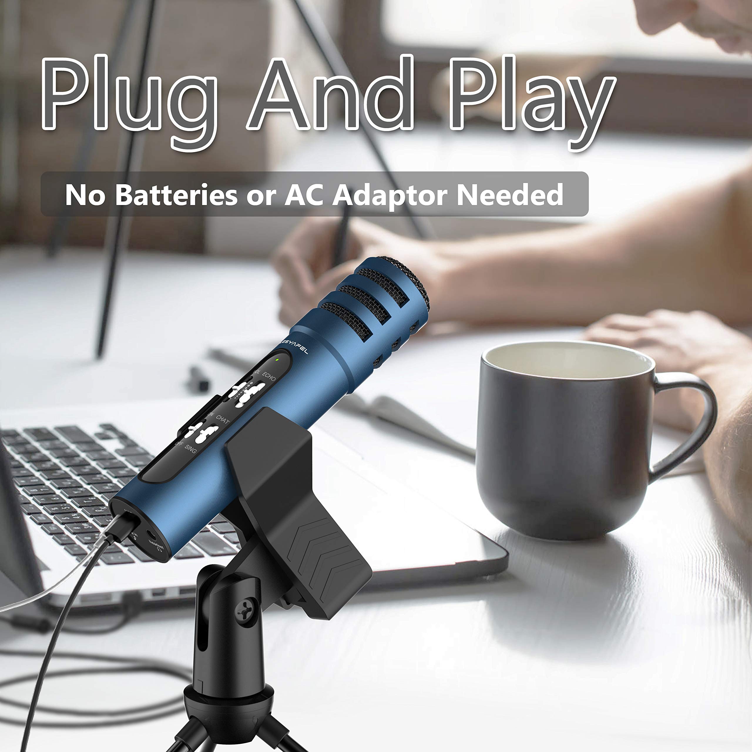 lesyafel Recording Microphone for iPhone,Android,PS4,Mac and Windows Plug&Play,for Live Broadcast,YouTube Video Studio,Gaming (Blue)