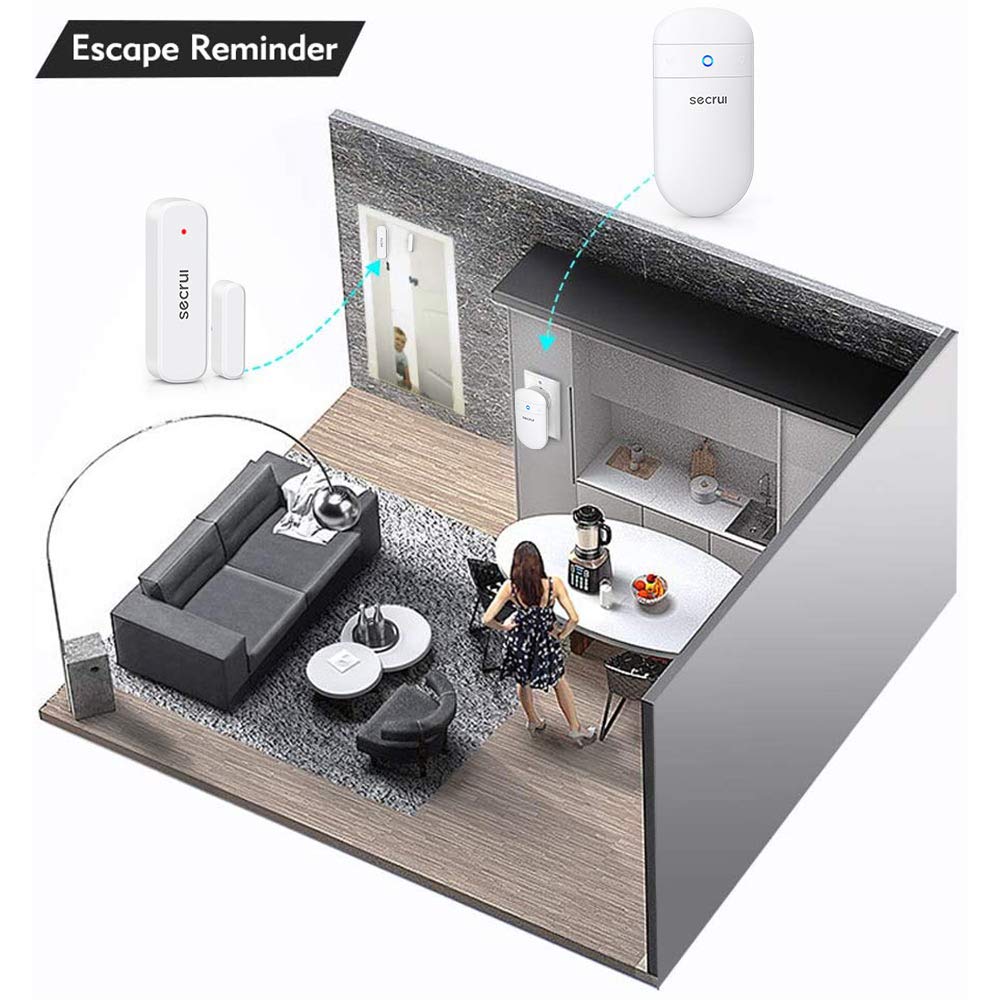 SECRUI Door Chime, Door Sensor Chime with Adjustable Volume, Easy Installation, 400ft Range, 52 Chimes, M508+D7 Door Open Chime for Business/Home When Entering, White